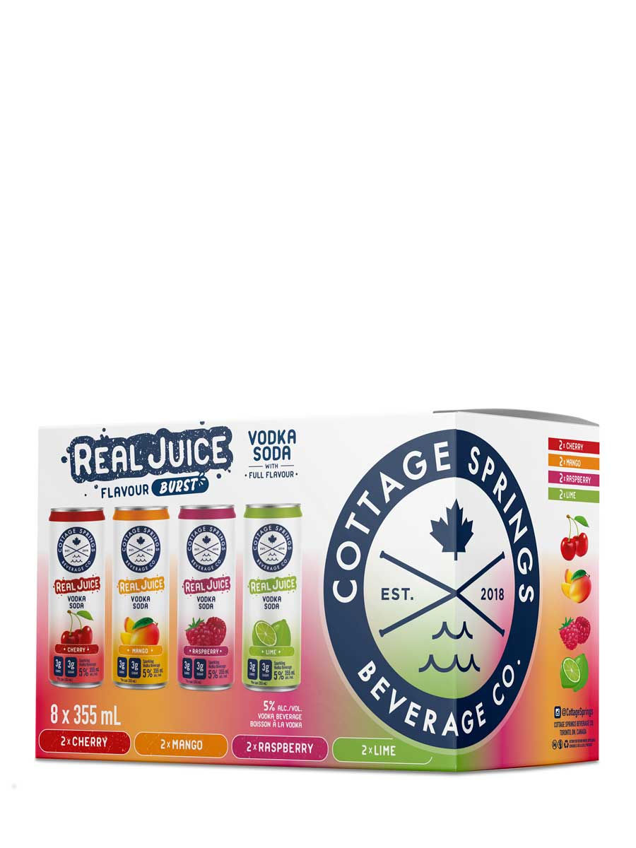 Cottage Springs Flavour Burst Vodka Soda Mixed 8pk | LCBO